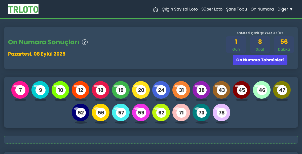 On Numara Sonuçları: En Son Çekiliş ve İkramiye Bilgileri - TrLoto.com